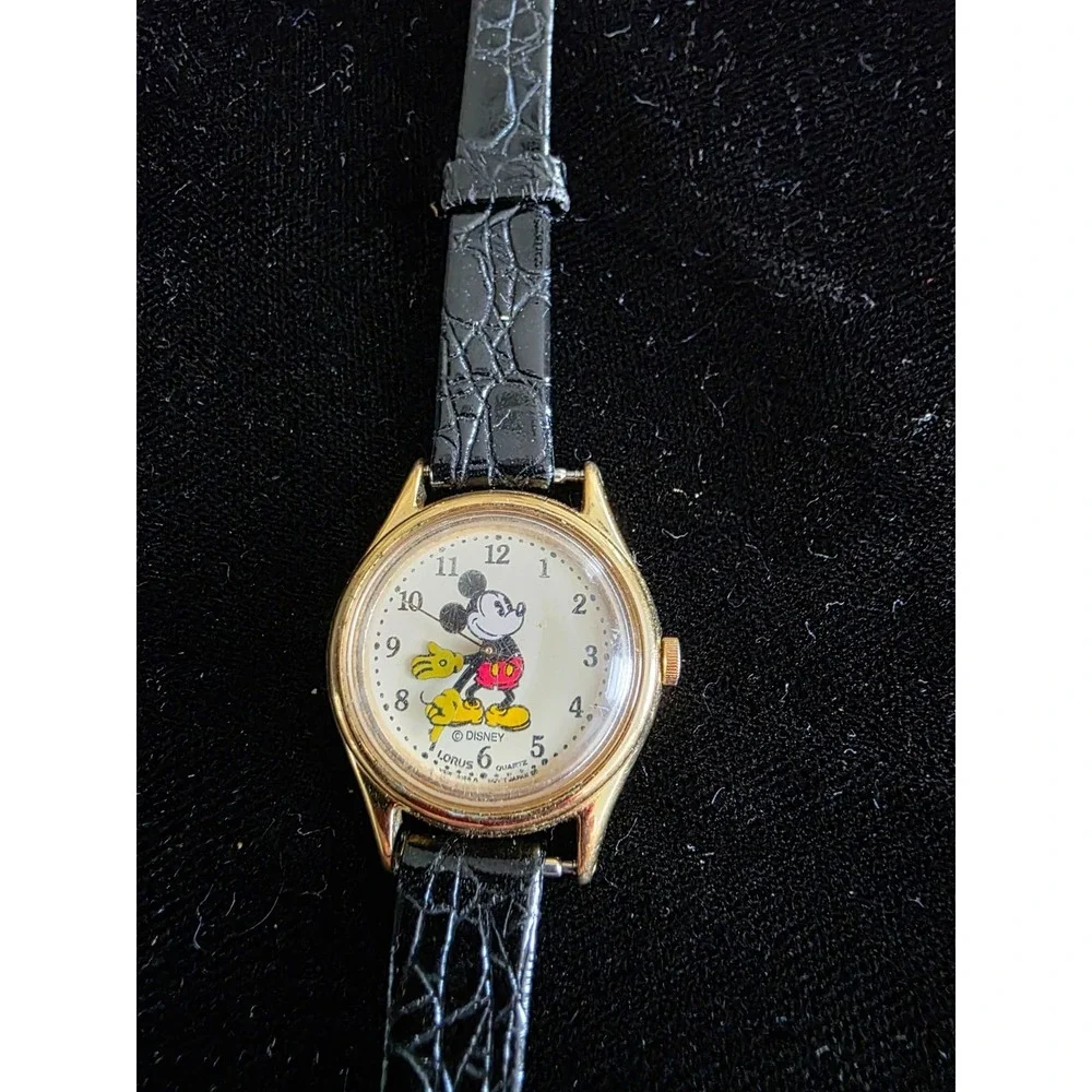 Accessories | Vintage Lorus Mickey Mouse Disney Watch Gold Tone Leather ...